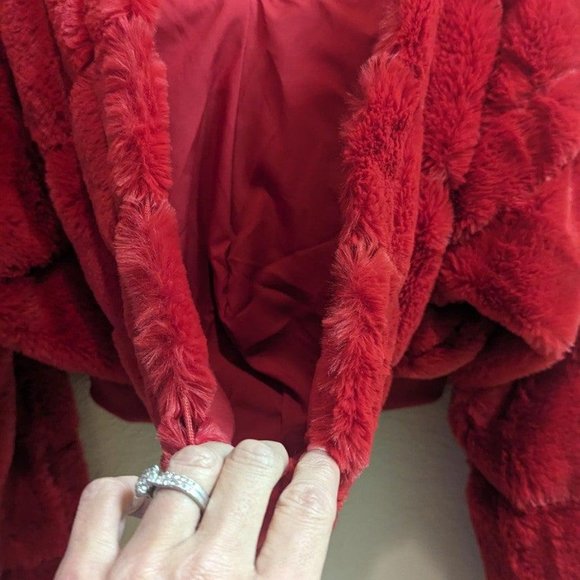 SHEIN | Jackets & Coats | Cherry Red Fuzzy Jacket | Poshmark
